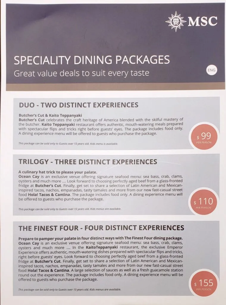MSC Cruises Launches Fixed-Price Menus and Flexible Dining Packages ...